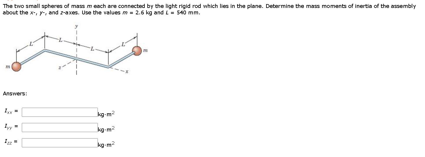 Solved The two small spheres of mass m each are connected by | Chegg.com