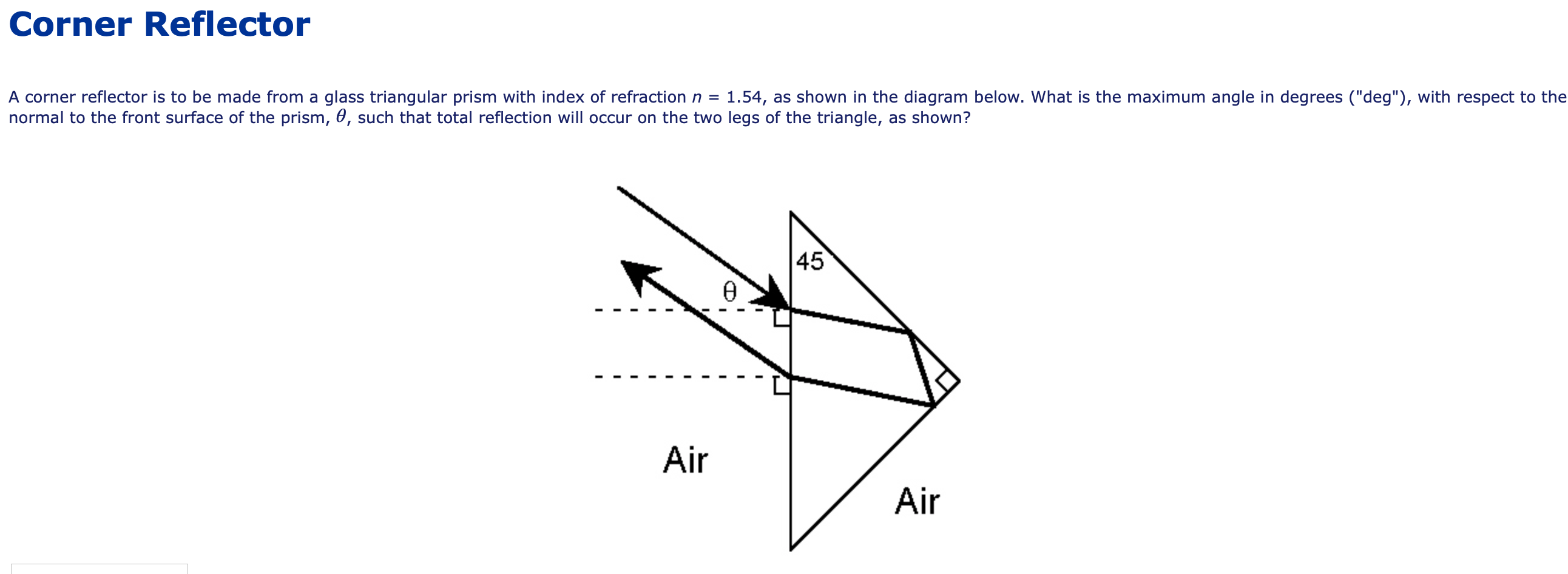 Solved Corner Reflector A corner reflector is to be made | Chegg.com