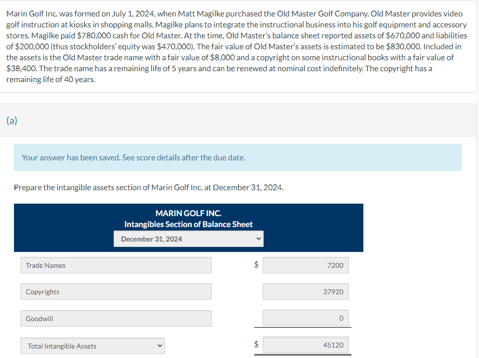 Solved Marin Golf Inc. was formed on July 1, 2024, when Matt | Chegg.com