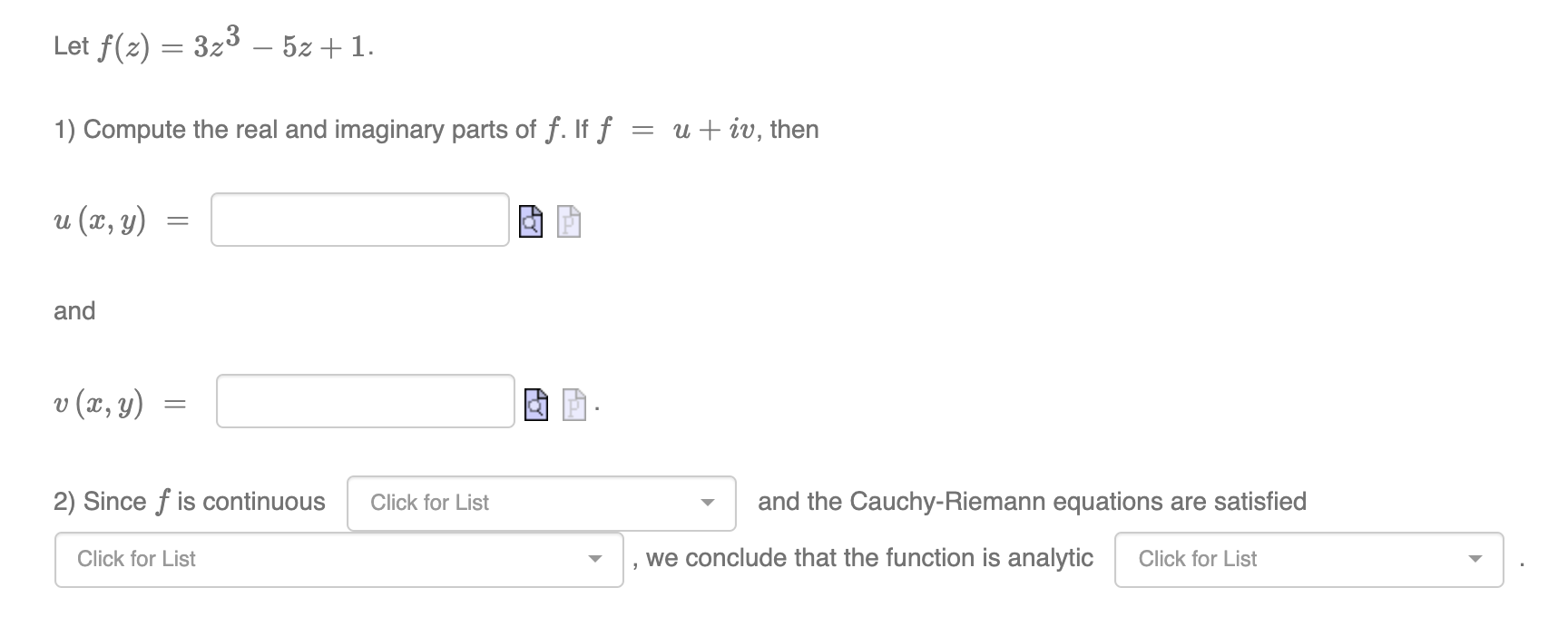 Solved Let f(2)= 323 – 52 +1. = 1) Compute the real and | Chegg.com