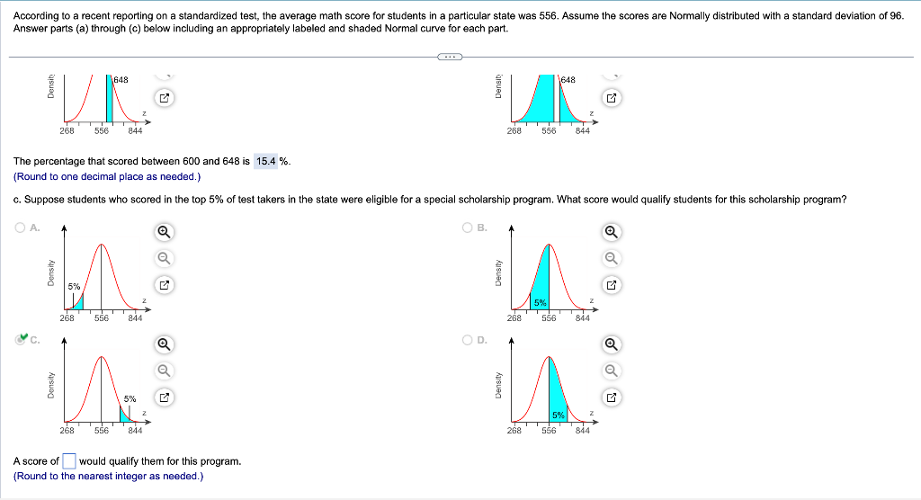 Solved According to a recent reporting on a standardized | Chegg.com
