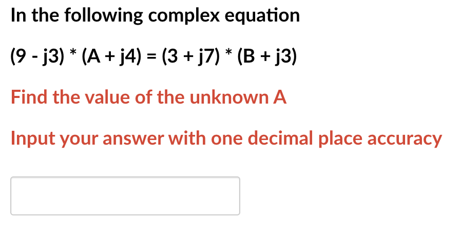 Solved In the following complex equation | Chegg.com