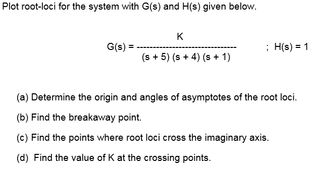 Solved Plot root-loci for the system with G(s) and H(s) | Chegg.com