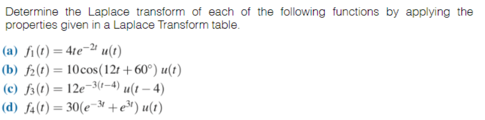 Solved Determine the Laplace transform of each of the | Chegg.com