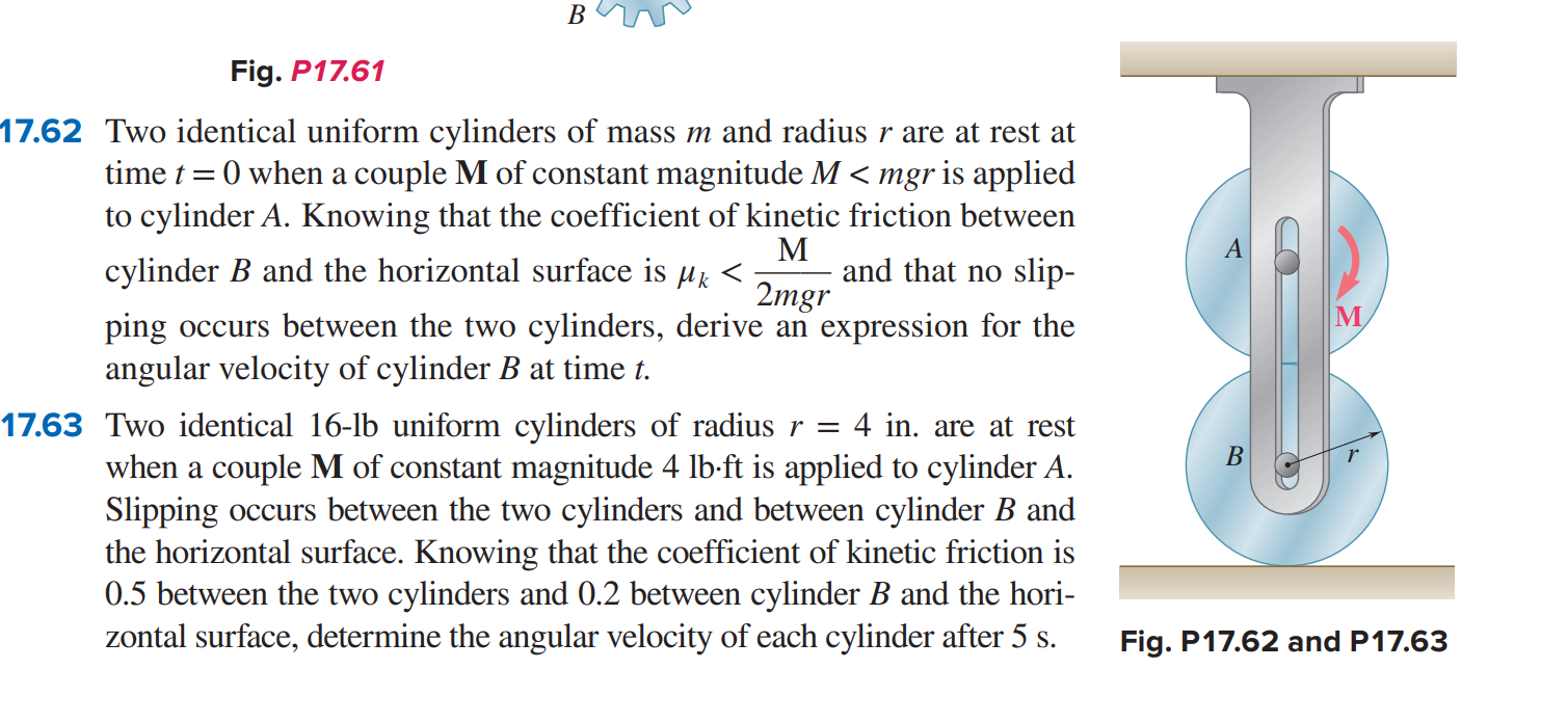 Solved 62 Two identical uniform cylinders of mass m and | Chegg.com