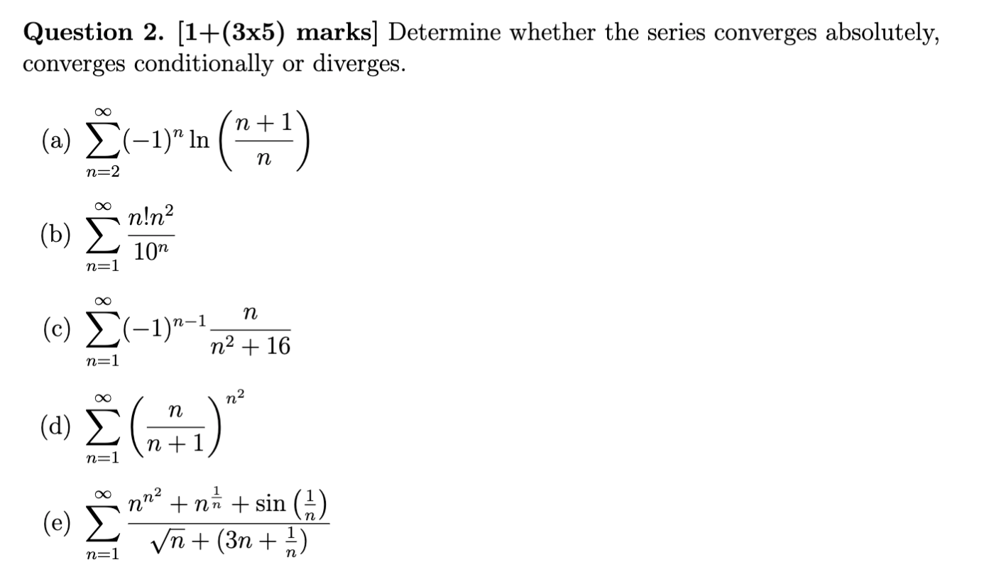 Solved Determine whether the series converges absolutely, | Chegg.com Solved Determine whether the series converges absolutely, | Chegg.com
