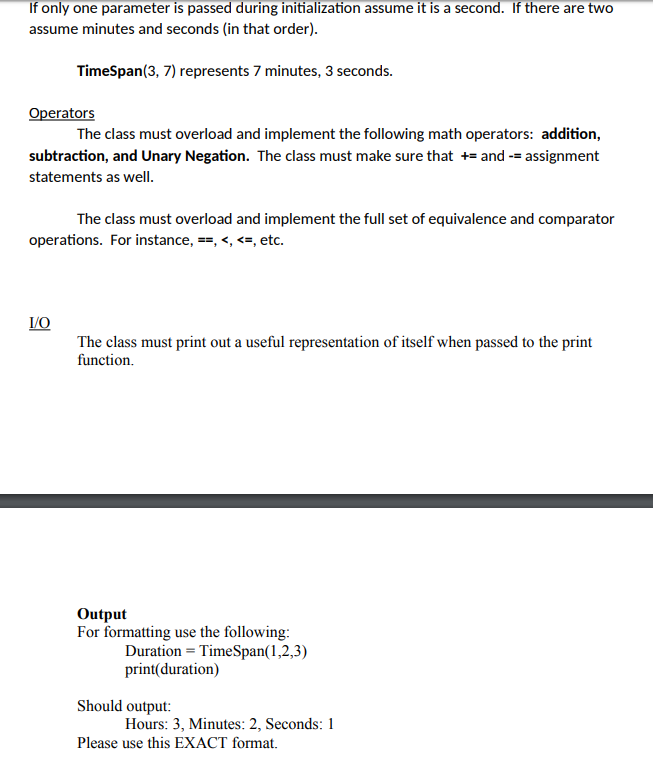 Problem 2 Timespan Design And Implement A Timespan 