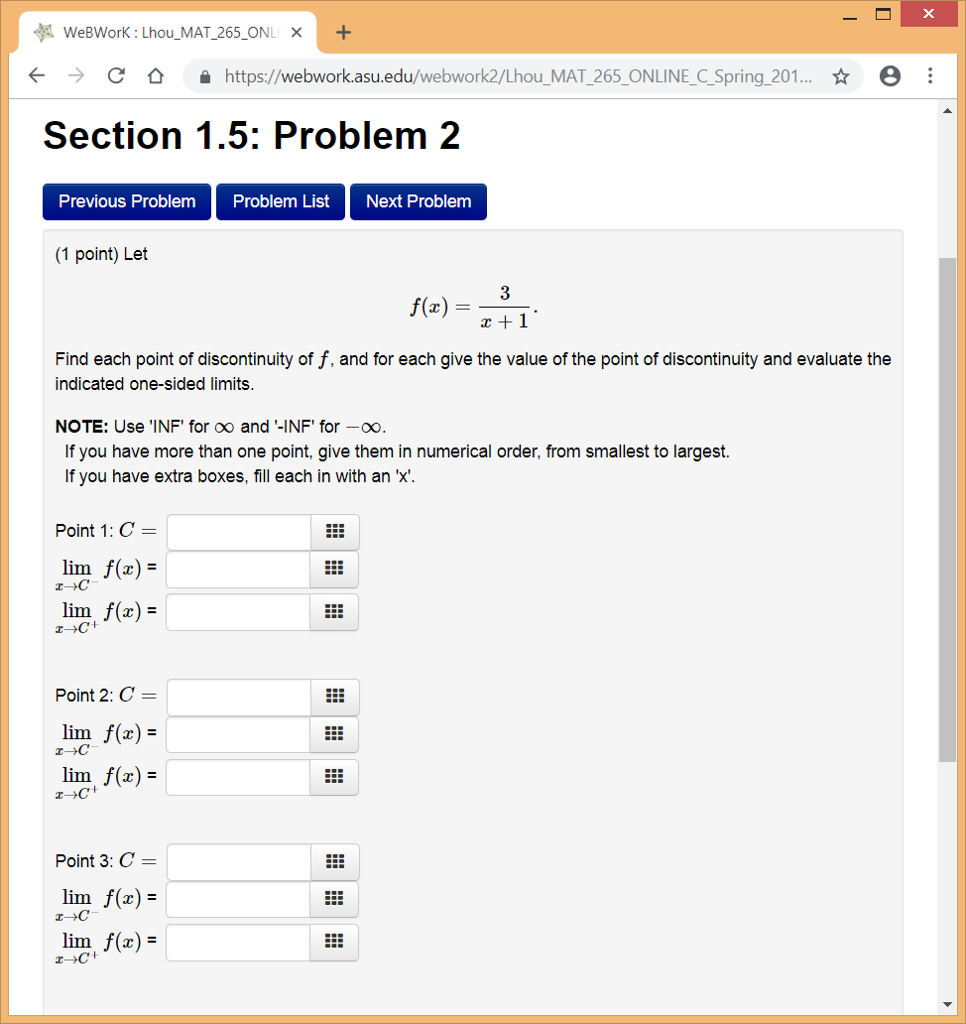 Solved weBWorK : LhouMAT265ONL × - - - → 숲 | Chegg.com