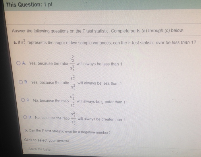 Solved Answer the following questions on the F test | Chegg.com