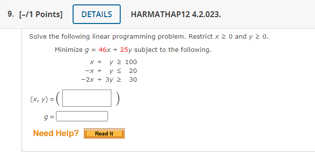 Solved 9. [-/1 Points] DETAILS HARMATHAP12 4.2.023. Solve | Chegg.com