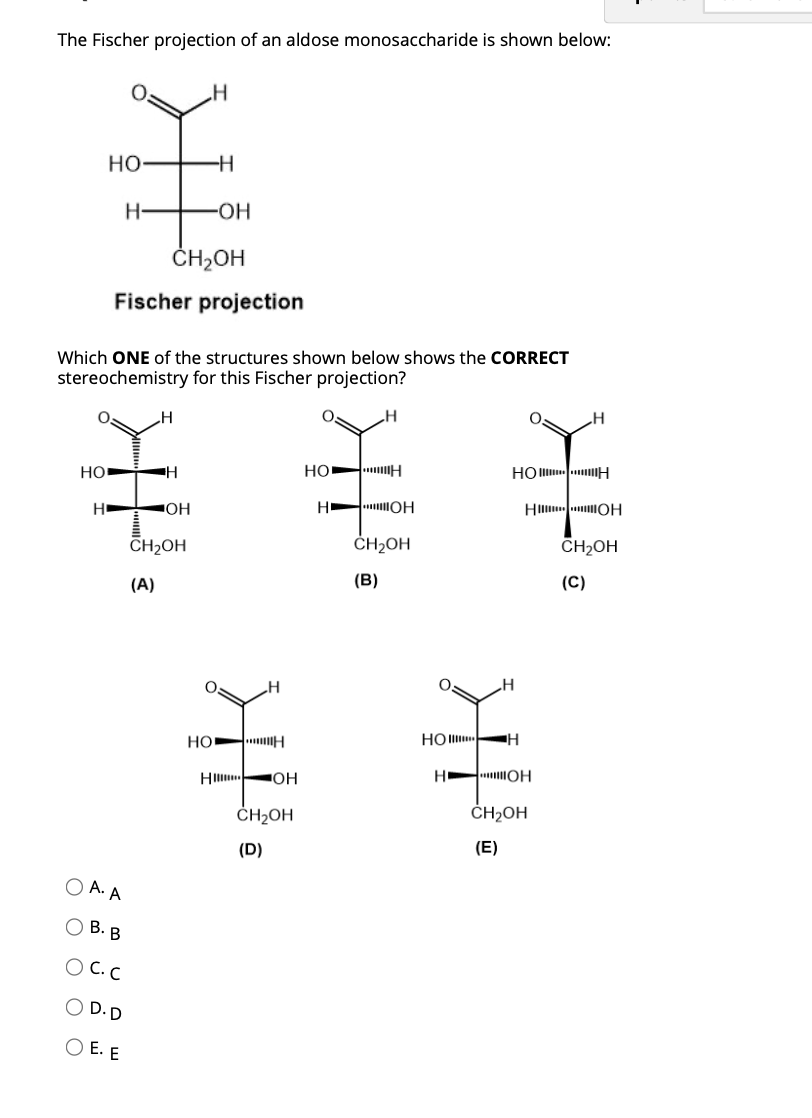 Solved The Fischer projection of an aldose monosaccharide is | Chegg.com