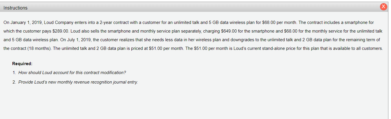 Solved Instructions On January 1, 2019, Loud Company enters | Chegg.com