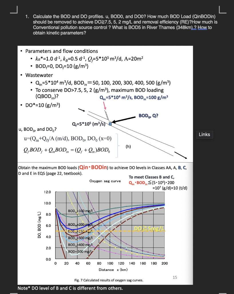 Solved 1. Calculate the BOD and DO profiles. u, BODO, and | Chegg.com