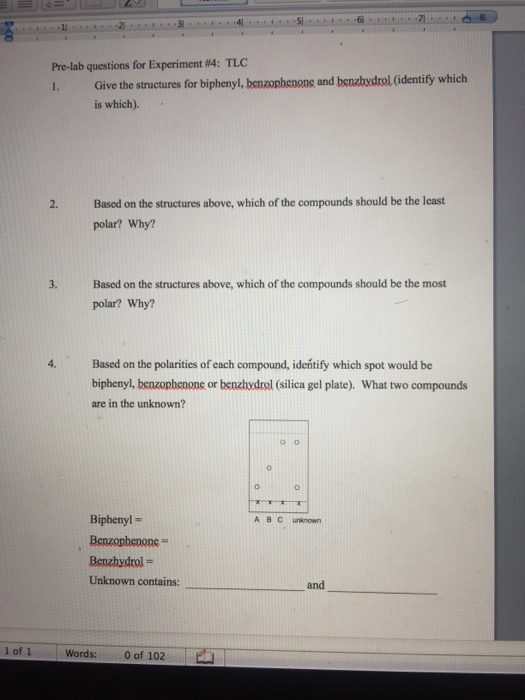 Solved Pre-lab questions for Experiment #4: TLC 1. Give the | Chegg.com