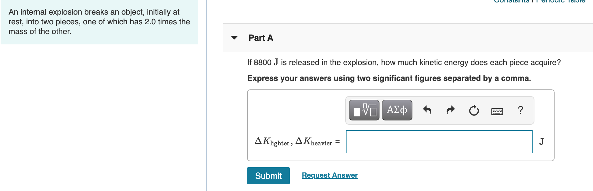 Solved An internal explosion breaks an object, initially at | Chegg.com