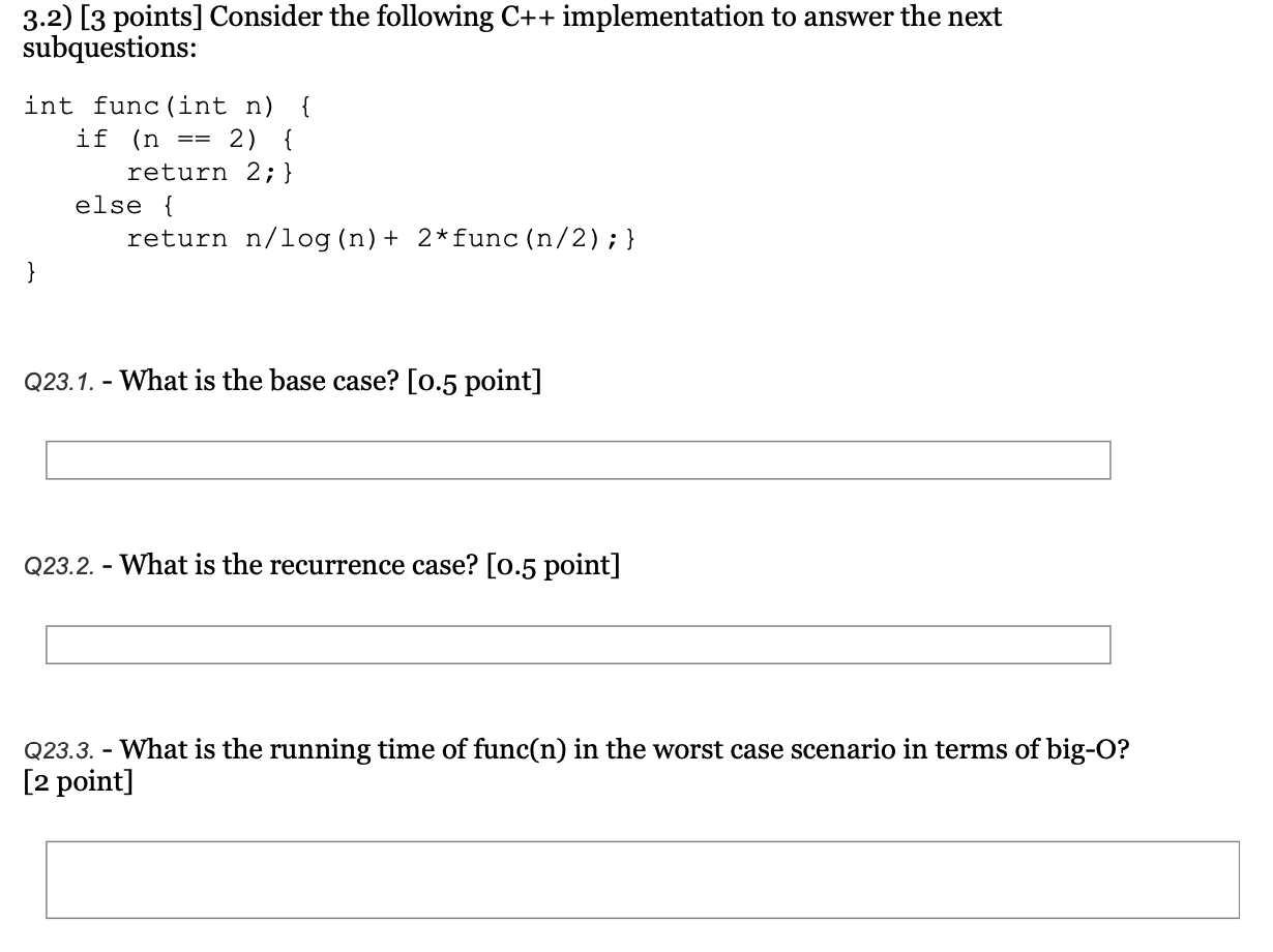 Solved 3.2) [3 ﻿points] ﻿Consider the following C++ | Chegg.com