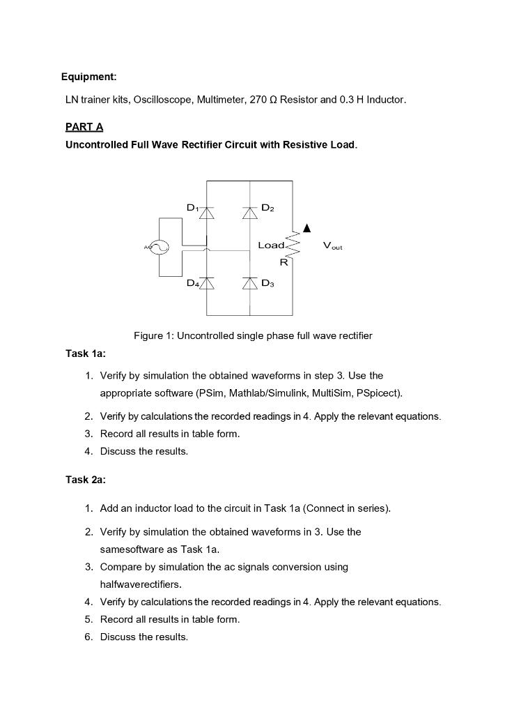 Solved Equipment: LN trainer kits, Oscilloscope, Multimeter, | Chegg.com