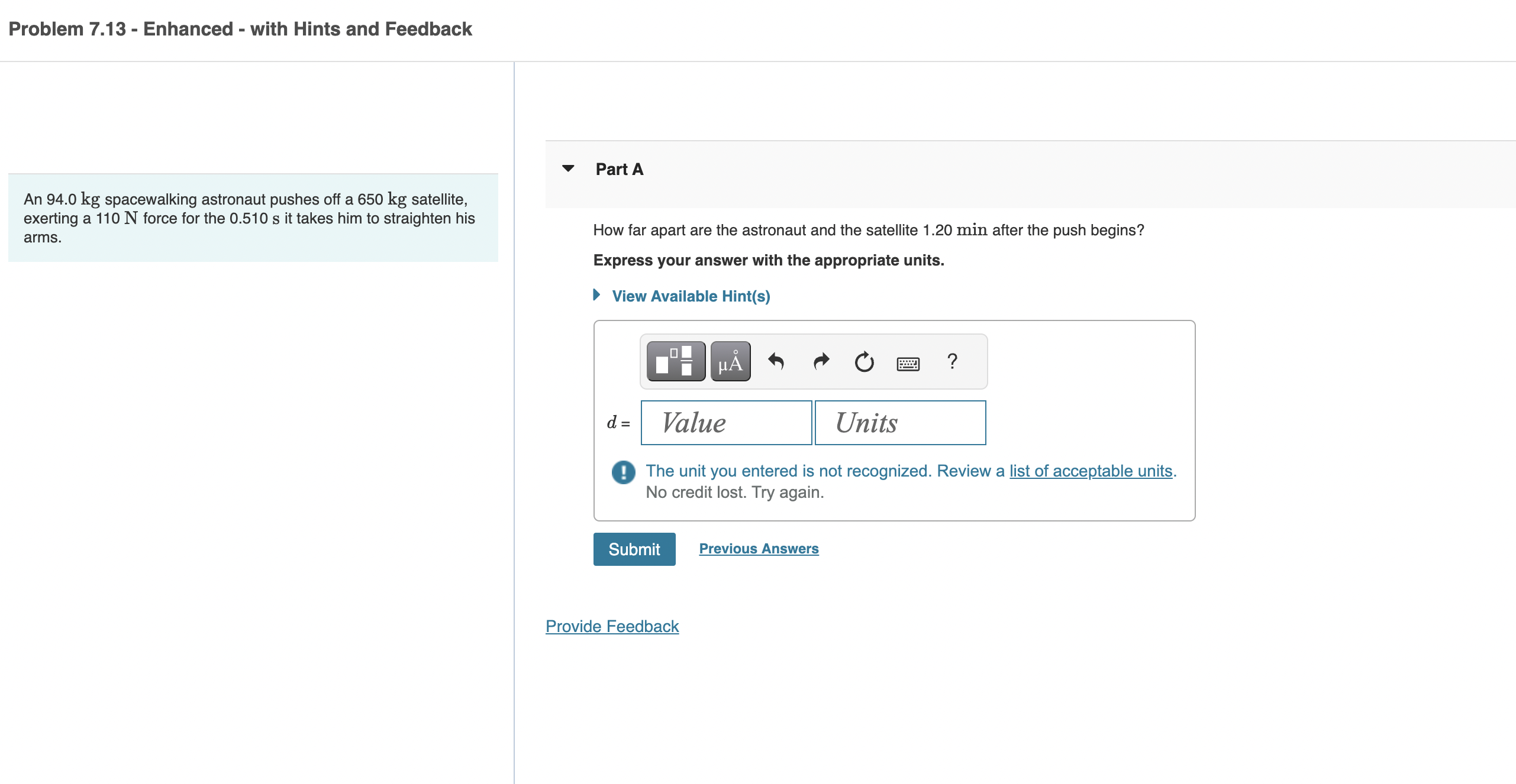 Solved Problem 7.13 - Enhanced - with Hints and Feedback An | Chegg.com