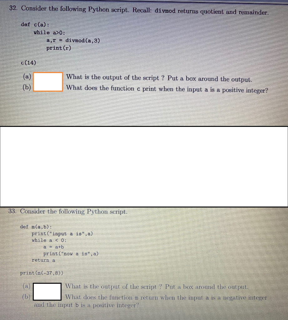Solved 32. Consider the following Python script. Recall: | Chegg.com
