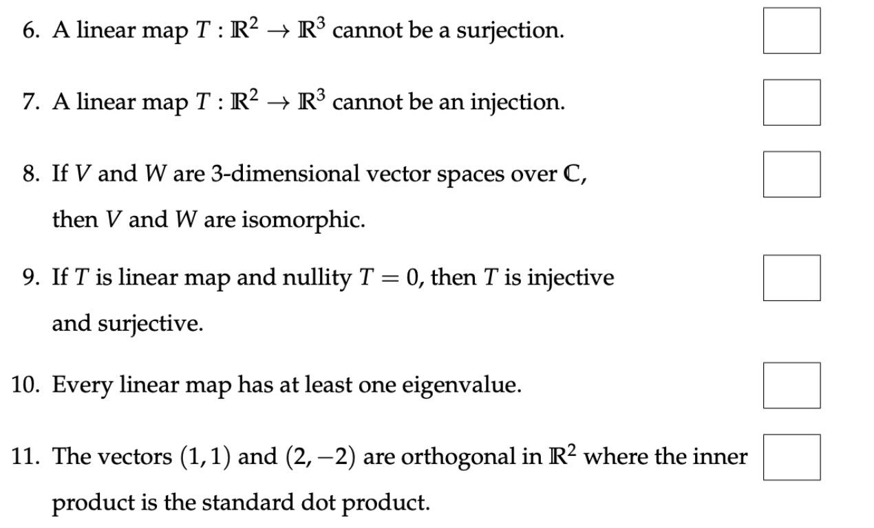 Solved 6. A linear map T : R2 + R3 cannot be a surjection. | Chegg.com