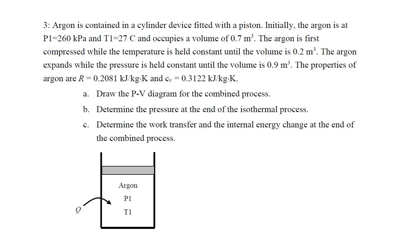 Solved 3: Argon is contained in a cylinder device fitted | Chegg.com