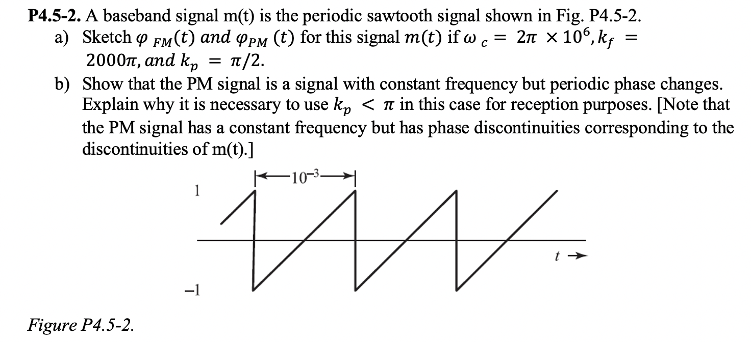 Solved P4.5-2. A baseband signal m(t) is the periodic | Chegg.com
