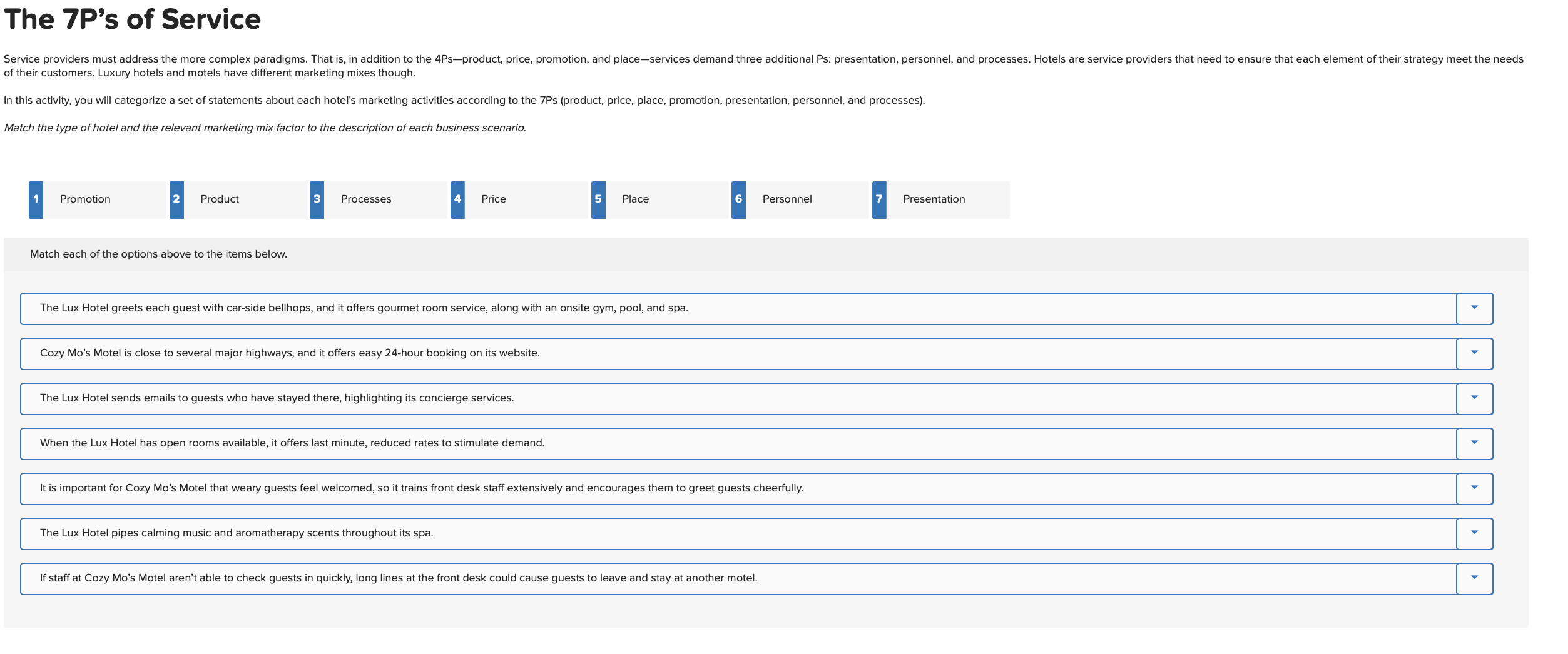 Solved The 7P's of Service | Chegg.com