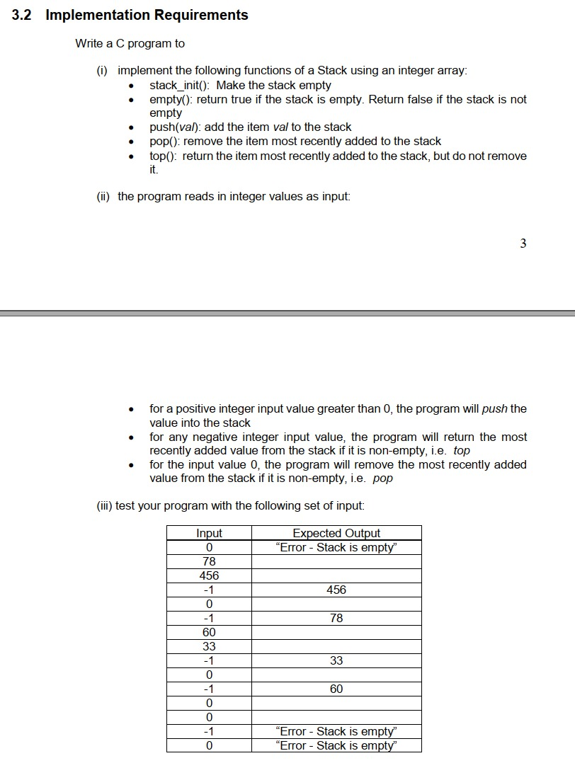 Solved 3.2 Implementation Requirements Write a C program to | Chegg.com