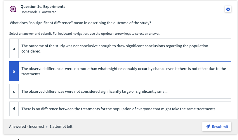Solved (:=) Homework − Answered What does "no significant | Chegg.com