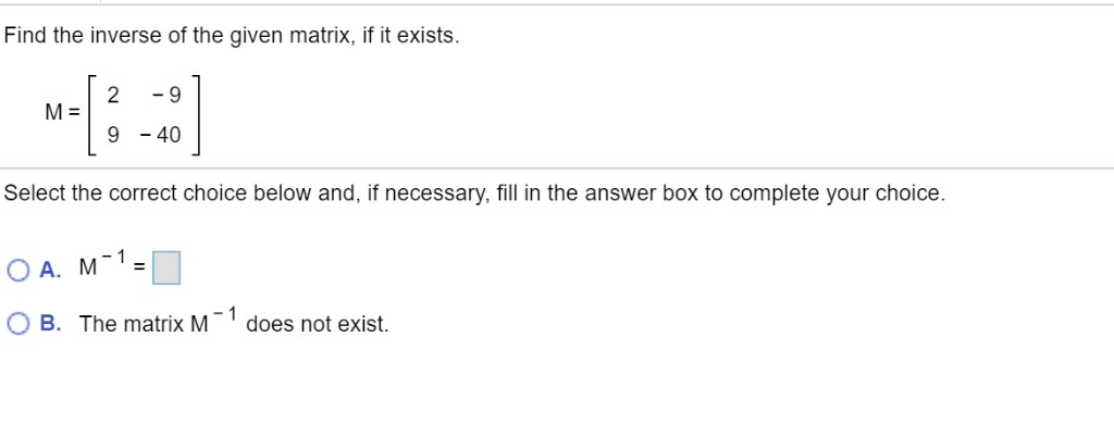 Solved Find The Inverse Of The Given Matrix If It Exists 9