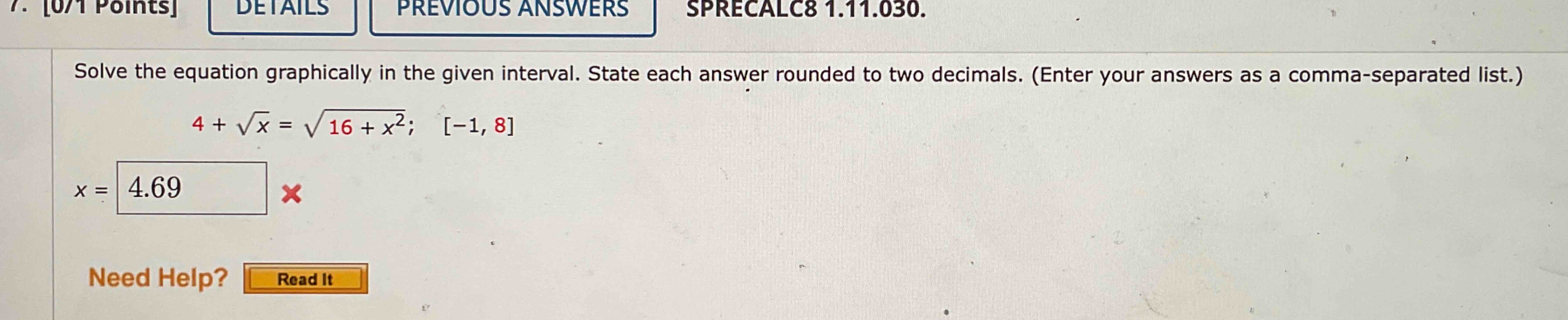 Solved Solve the equation graphically in the given interval. | Chegg.com