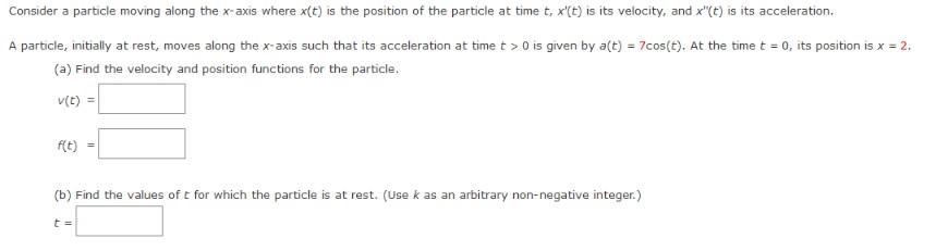 Solved Consider a particle moving along the x-axis where | Chegg.com
