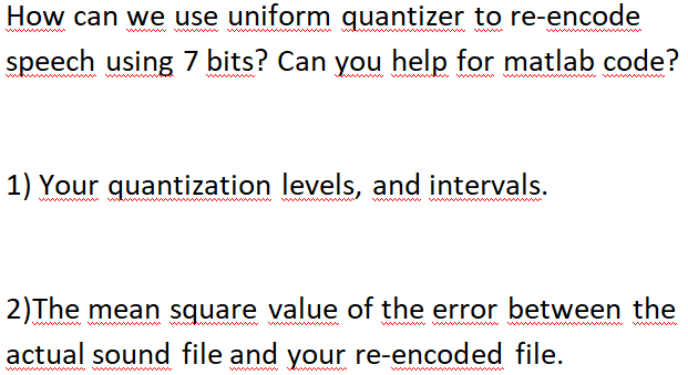 How can we use uniform quantizer to re-encode speech | Chegg.com