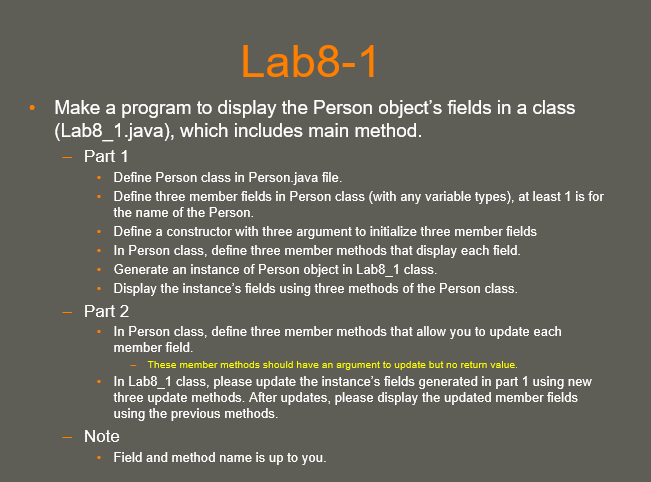 Solved Lab8-1 Make a program to display the Person object's | Chegg.com