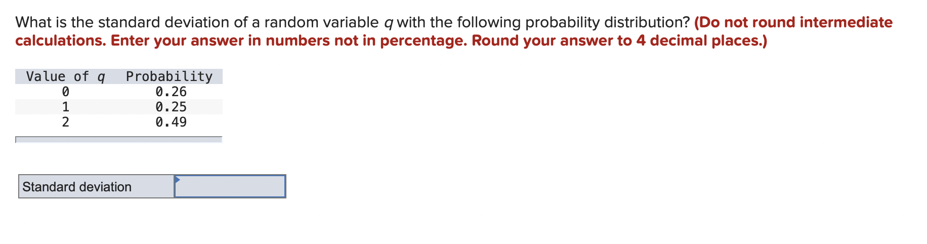 Solved What Is The Standard Deviation Of A Random Variable Q