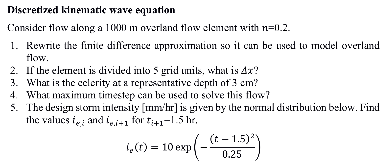 Discretized kinematic wave equation Consider flow | Chegg.com