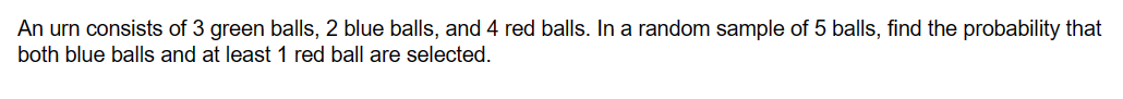 Solved An urn consists of 3 green balls, 2 blue balls, and 4 | Chegg.com