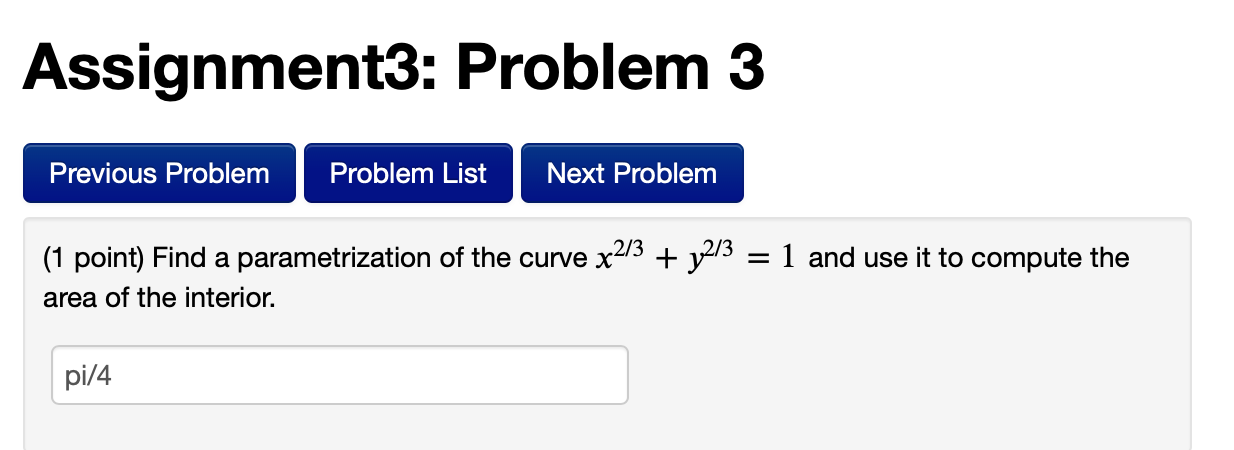 Solved Assignment3 Problem 3 Previous Problem Problem List 3108