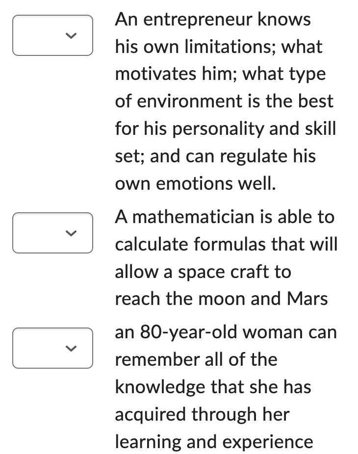 Match the type of "intelligence" with the description | Chegg.com