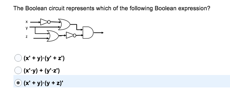 Solved The Boolean circuit represents which of the following | Chegg.com