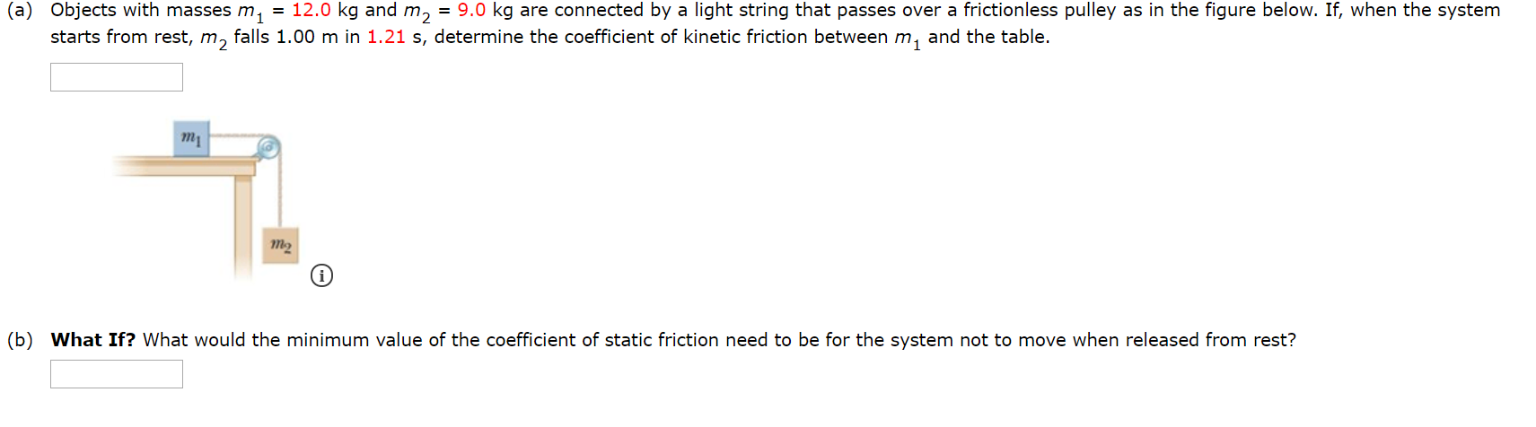 Solved Objects With Masses M1 12 0 Kg And M2 9 0 Kg