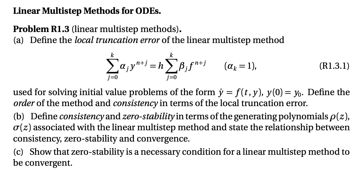 Solved Linear Multistep Methods for ODEs.Problem | Chegg.com