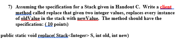 Solved Handout C: Generic Stack Specification The following | Chegg.com