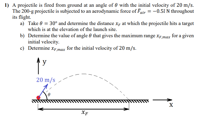 Solved A projectile is ﻿fired from ground at an ﻿angle | Chegg.com