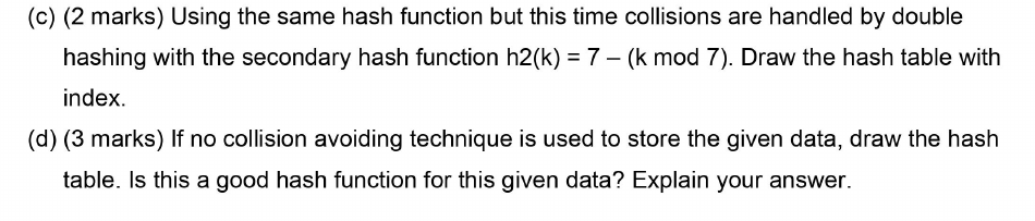 Solved = Suppose, you have a hash function h(k) = (2k+5) mod | Chegg.com