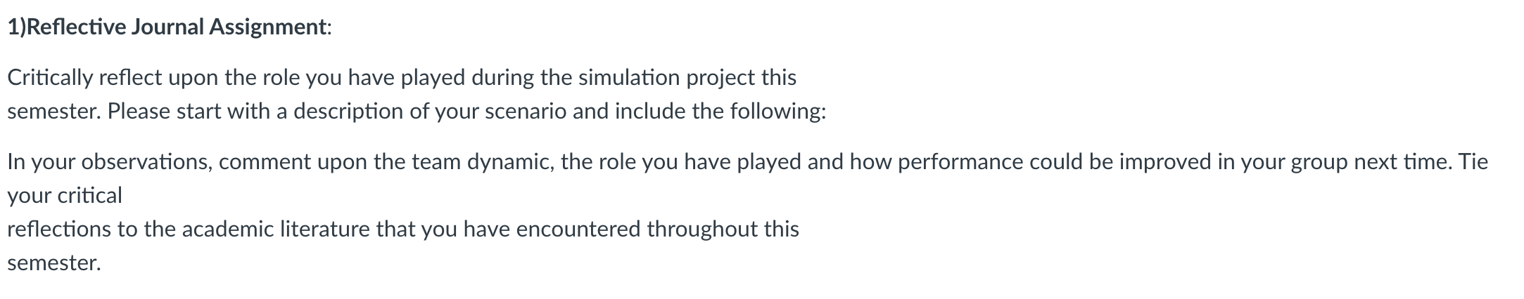 1) Reflective Journal Assignment: Critically reflect | Chegg.com