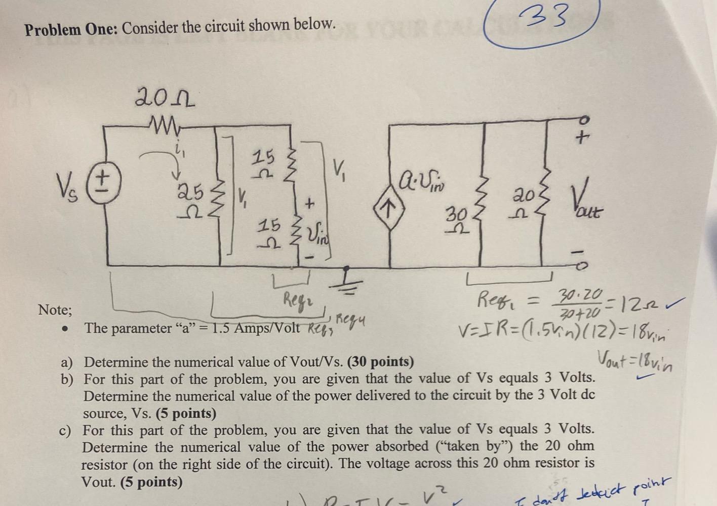 Solved Problem One: Consider the circuit shown below. a) | Chegg.com