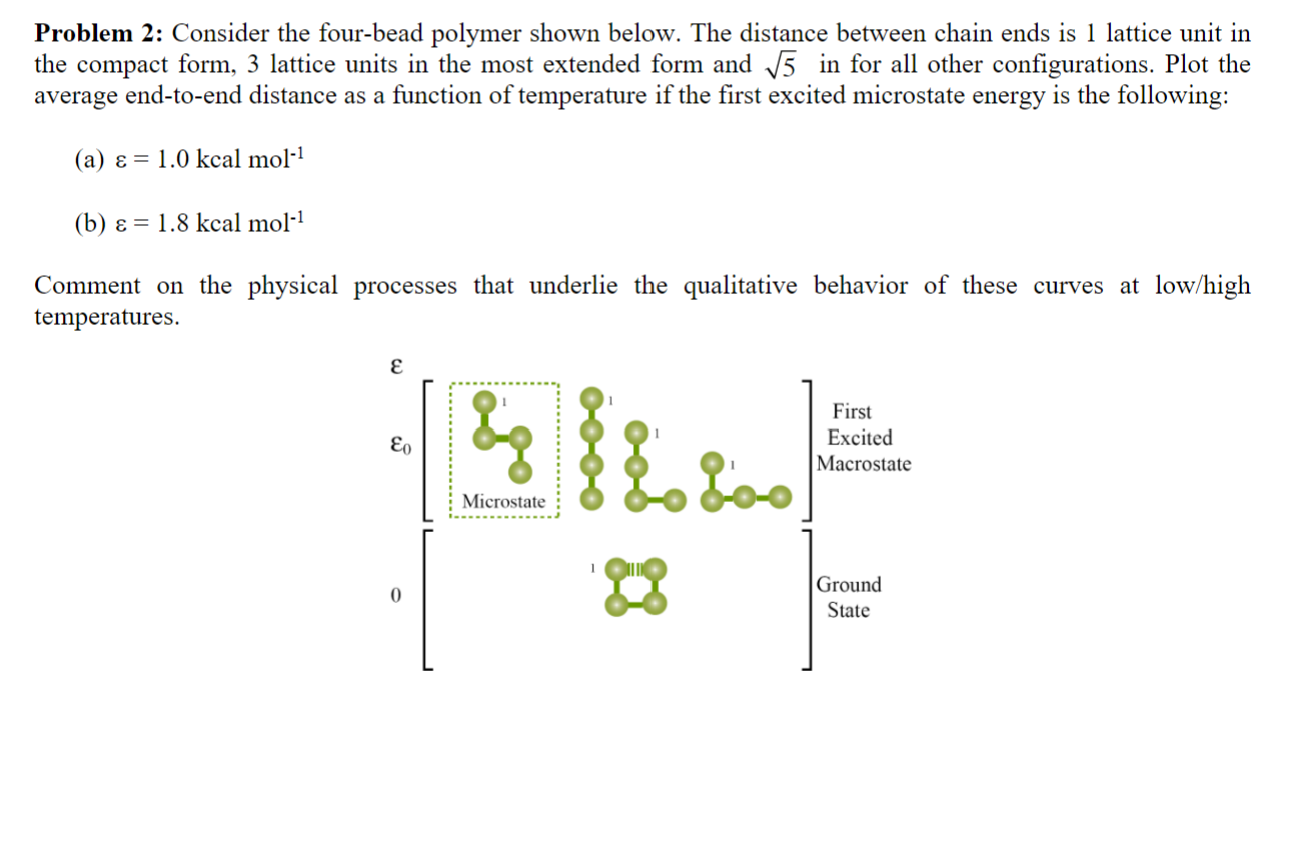 Problem 2: Consider the four-bead polymer shown | Chegg.com