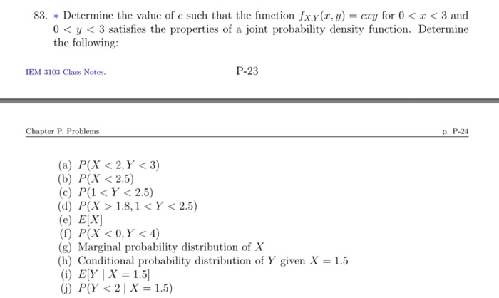 Solved 83. Determine the value of c such that the function | Chegg.com