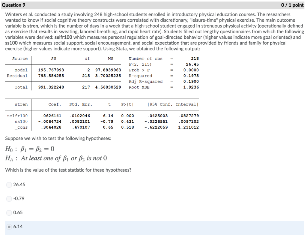 Solved Question9 0/1 point Winters et al. conducted a study | Chegg.com